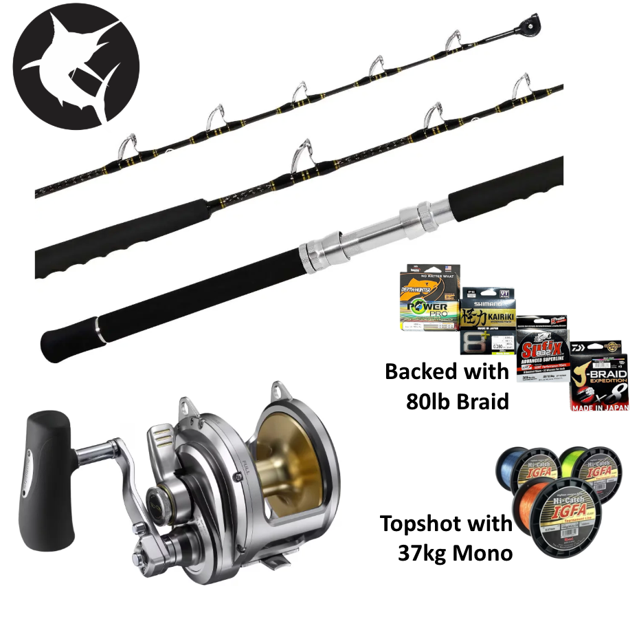 Shimano Speedmaster 37kg / NEW Talica 40A 2-Speed Overhead Game Combo ...