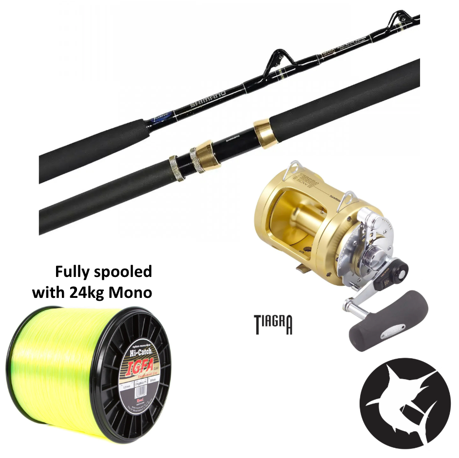 Shimano TCurve Tiagra 24kg SU / Tiagra 50WLRSA Game Fishing Combo ...